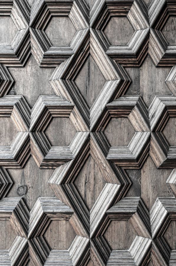 Geometric 3D Wooden Wall Pattern with Hexagonal and Diamond Shapes for ...