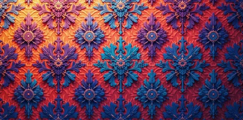 Geometric Damask Pattern with Interlocking Shapes and Subtle Gradient ...