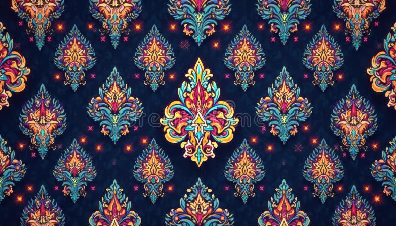 Geometric Damask Pattern, Sharp Lines and Angles, Modern Style , Home ...