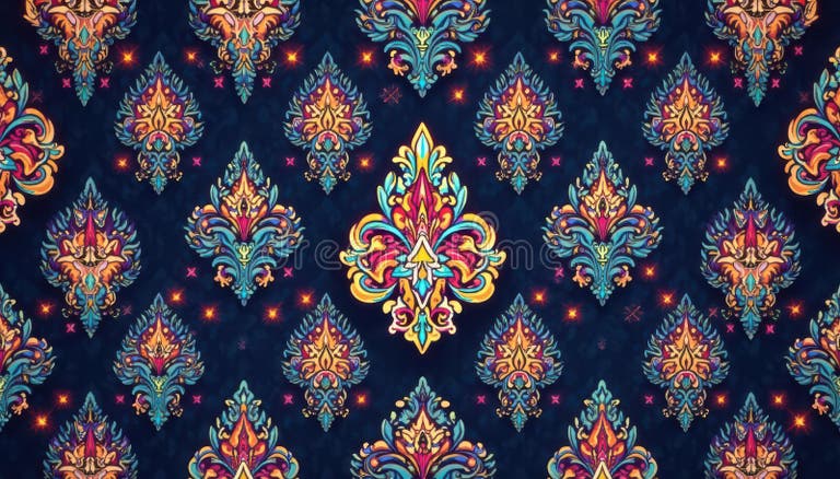 Geometric Damask Pattern, Sharp Lines and Angles, Modern Style , Home ...