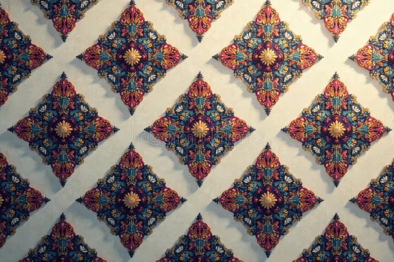 Geometric Damask, Repeating Diamond Shapes, Subtle Shading, Structure ...