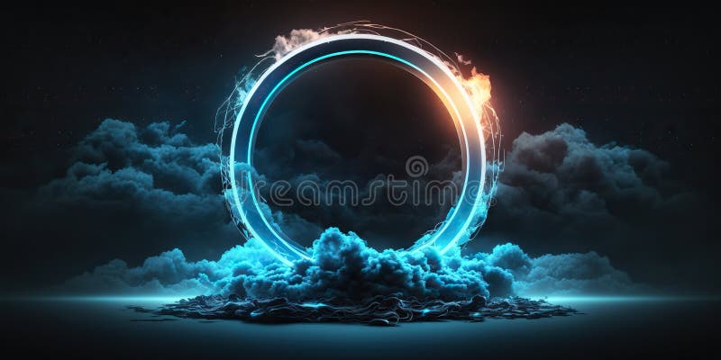 Geometric Dark Cloud and Ring Background, Generative AI Stock ...