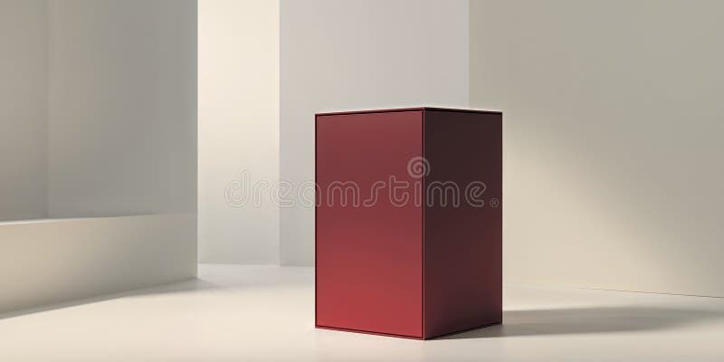 Geometric Dark Red Box on Neutral Background for Modern Product Display ...