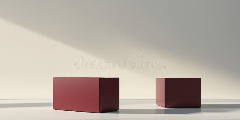 Geometric Dark Red Box on Neutral Background for Modern Product Display ...