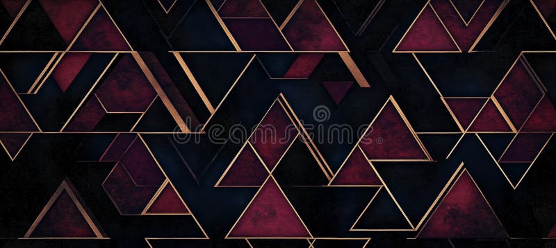 Geometric Dark Red and Gold Triangle Pattern Design Stock Photo - Image ...