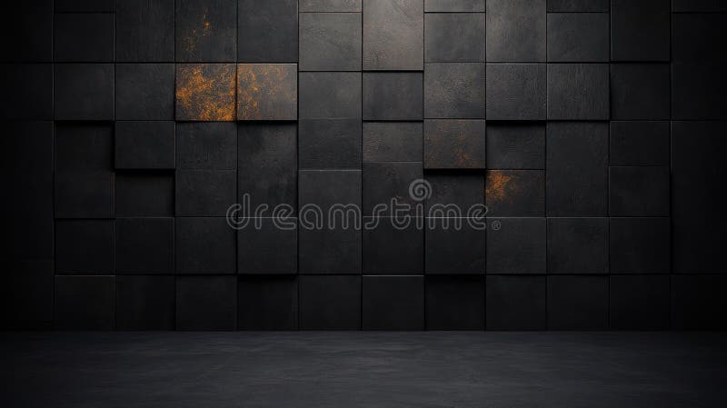 Geometric Dark Tech Background with Glowing Squares and Rectangles ...
