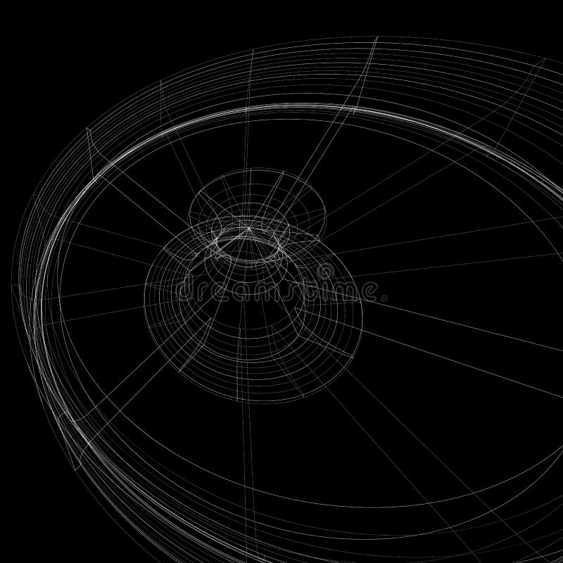 Complicated Engineering Drawing of Car Engine Sect Stock Vector ...