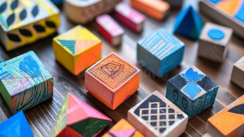 Geometric Decorative Stamps for Math Activities Stock Illustration ...