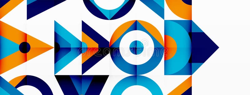 Geometric Design with Blue Rectangles and Orange Triangles on White ...