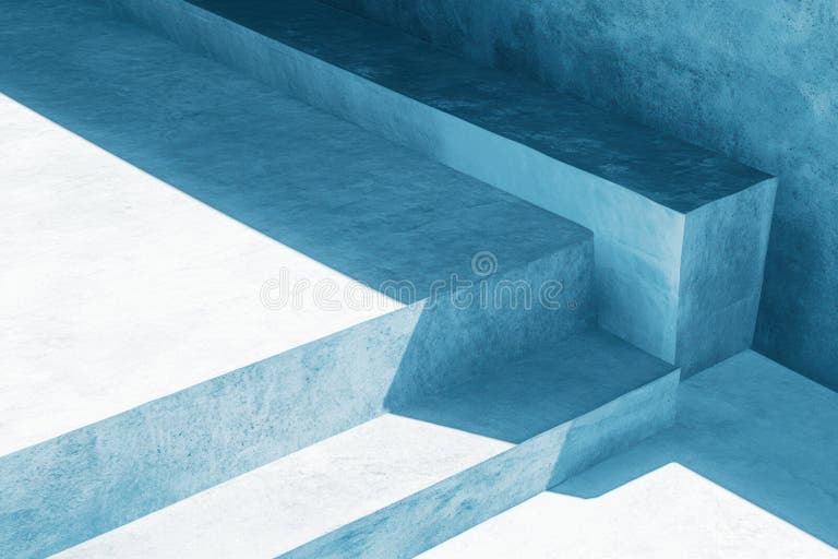 Geometric Design of Blue Stairs with Sharp Shadows in Minimalist ...
