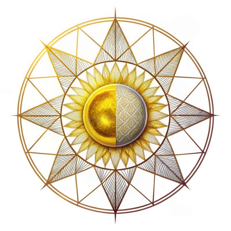 Geometric Sun and Moon stock illustration. Illustration of night ...