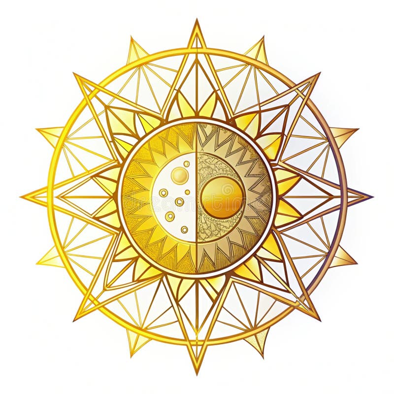 Geometric Sun and Moon stock illustration. Illustration of vector ...