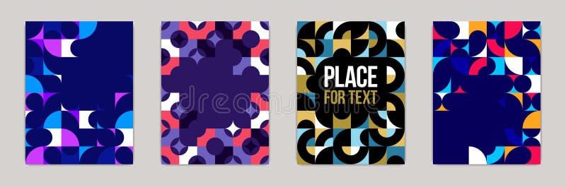 Geometric Design Covers Vector Set, Colorful Modular Constructor Design ...
