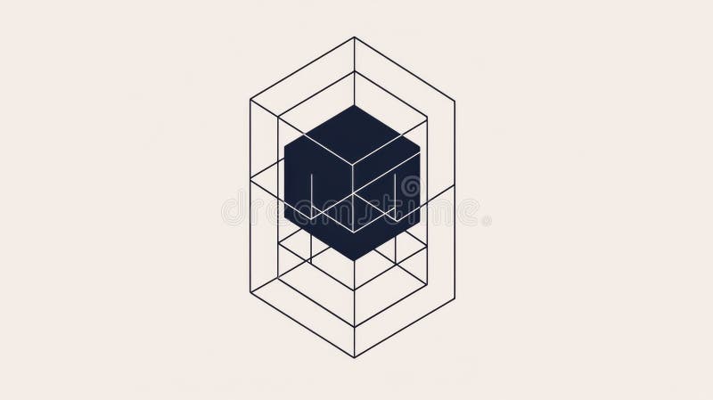 A Geometric Design of a Cube with a Grid Pattern. Stock Photo - Image ...