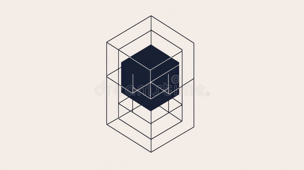 A Geometric Design of a Cube with a Grid Pattern. Stock Photo - Image ...