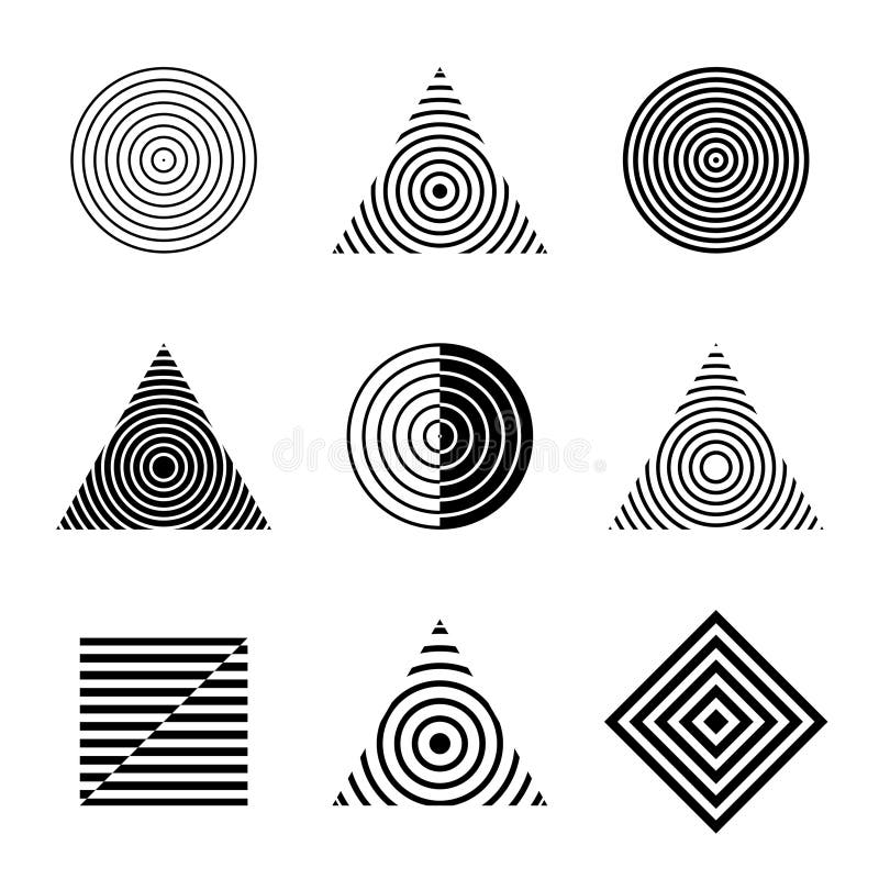 Geometric Design Elements in Triangle, Circle and Square Shape Stock ...