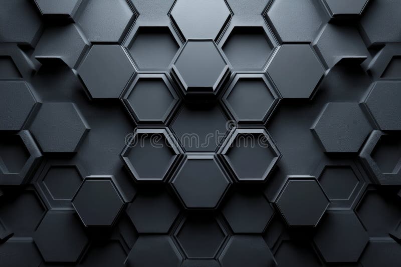 A Geometric Design Features Layered Hexagons in Varying Sizes, Creating ...