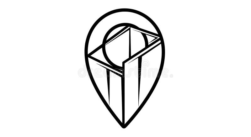 Geometric Design Features a Stylized Pin Icon with a Cube Inside. the ...