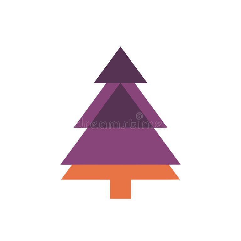 A Geometric Design Features a Stylized Tree Composed of Overlapping ...