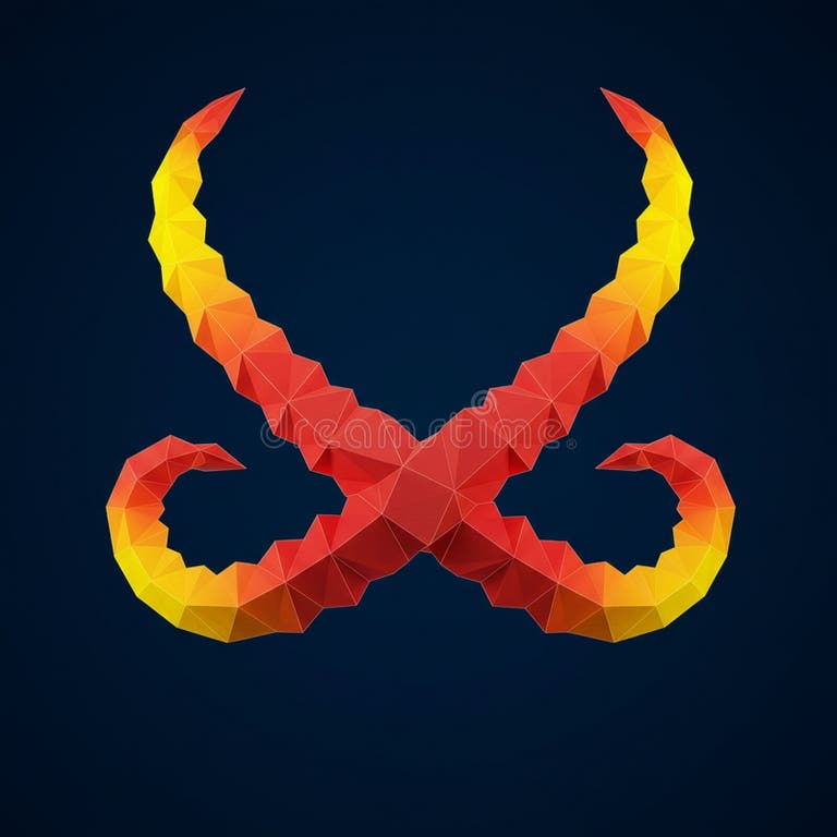 Geometric Design Features Two Intertwined, Angular Horns Composed of a ...