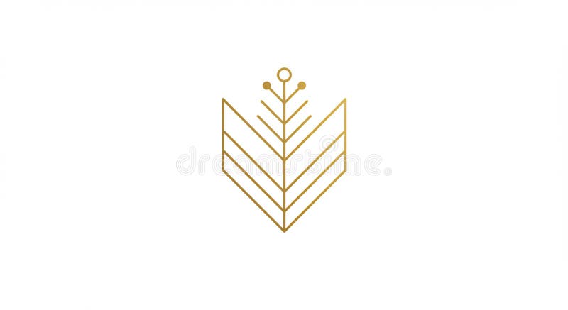 Geometric Design Featuring a Stylized Gold Emblem Resembling a Tree or ...