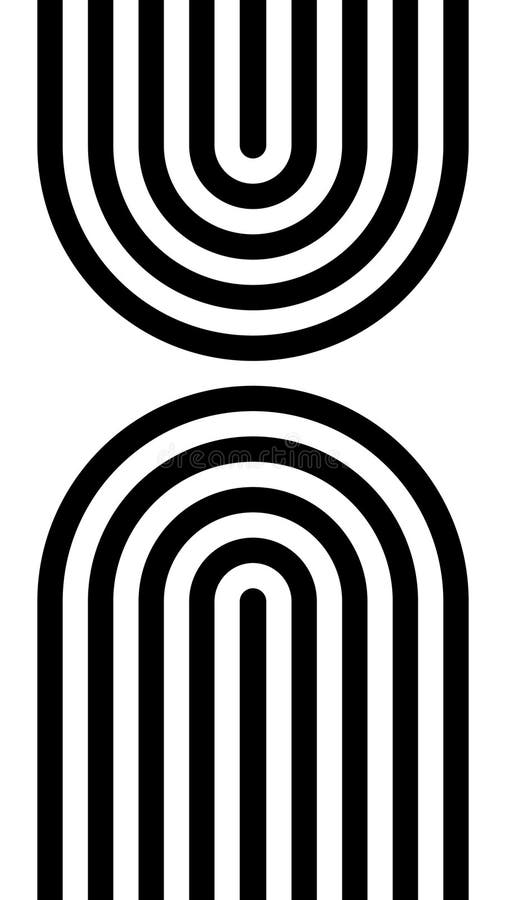 Geometric Design Featuring Two Concentric Black and White Arch Shapes ...
