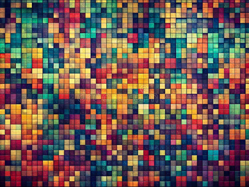 Geometric Abstract Multicolored Small Pixel Squares Pattern Stock ...