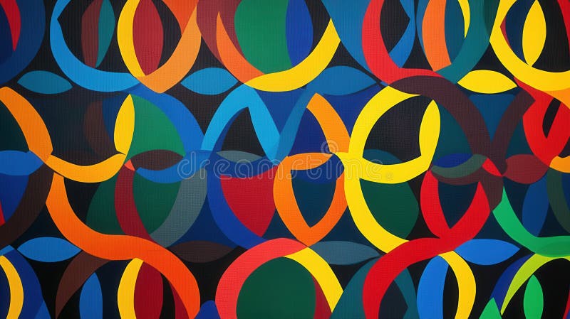 Geometric Design with Interlocking Circles in Bold Primary Colors for a ...