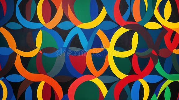 Geometric Design with Interlocking Circles in Bold Primary Colors for a ...