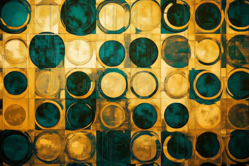 Geometric Design with Interlocking Squares and Circle Patterns in Gold ...