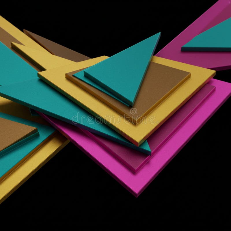 Geometric Design with Layered Triangles and Rectangles in Bold Colors ...