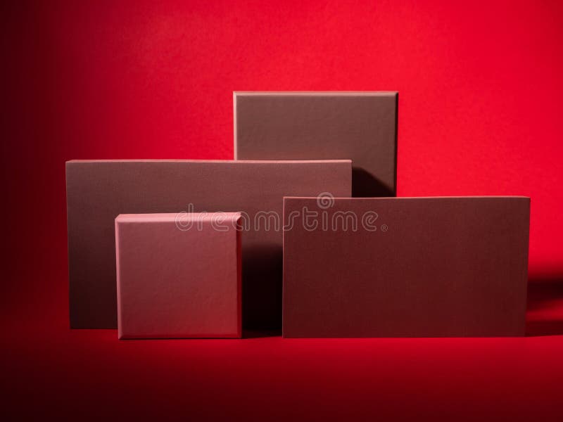 Geometric Design Shape Podium on Red Background Stock Photo - Image of ...