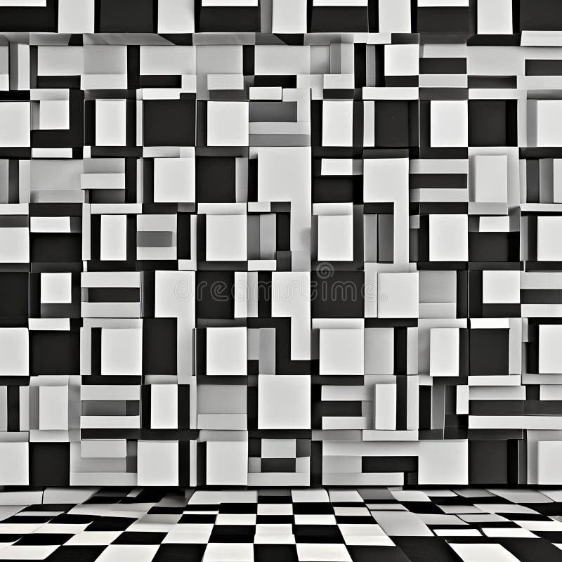 A Geometric Design with Squares and Rectangles Arranged in a ...
