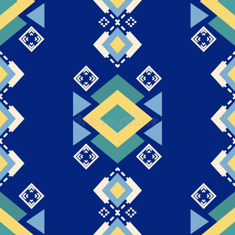 Triangle Geometric, Tribal, Ethic, Seamless Pattern, Green, Yellow Blue ...