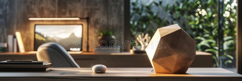 A Geometric Desk Lamp with an Asymmetrical Design and a Mix of Textures ...