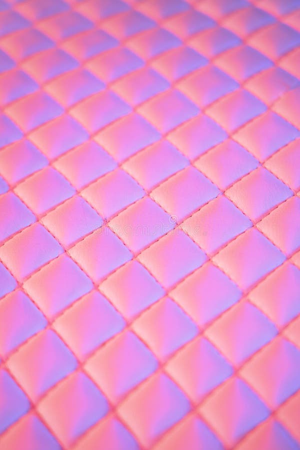 Geometric Diamond Pattern Quilted PU Leather in Neon Light Stock Image ...