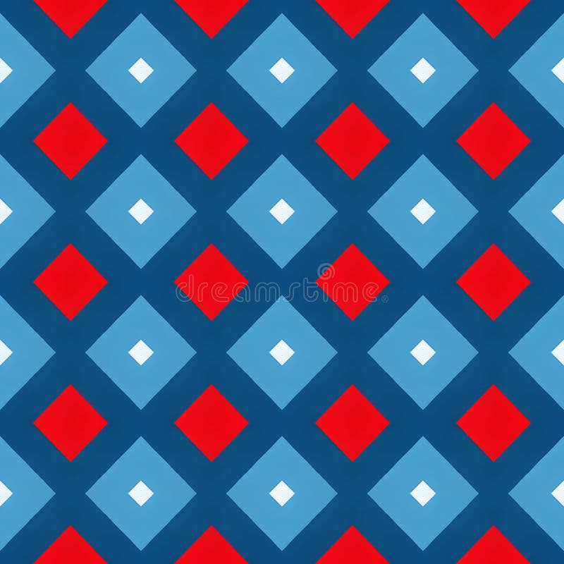 Geometric Diamond Pattern in Red, Blue, and White Stock Illustration ...