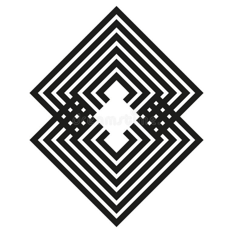 Geometric Diamond Shape. Black Abstract Pattern. Symmetrical Square ...