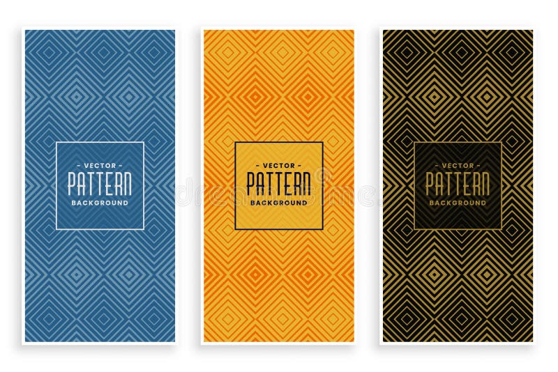 Geometric Diamond Shape Lines Abstract Pattern Banners Set Stock Vector ...