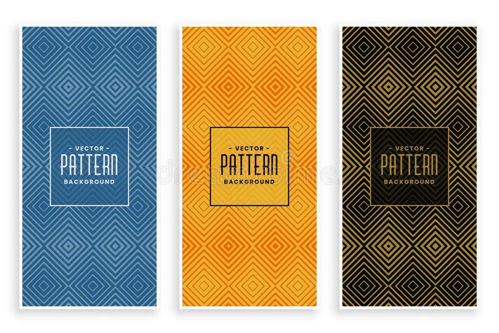 Geometric Diamond Shape Lines Abstract Pattern Banners Set Stock Vector ...