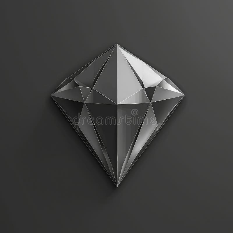 Geometric Diamond Shape with Reflective Facets on Dark Background Stock ...