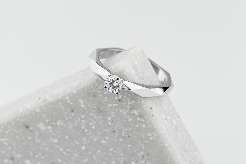 Geometric Diamond Wedding Ring Stock Photo - Image of marriage, fine ...