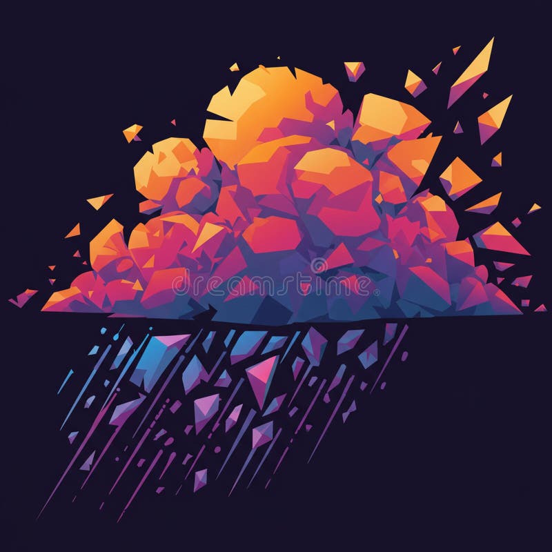 Geometric Digital Art Depicting a Stylized Cloud Formation Against a ...