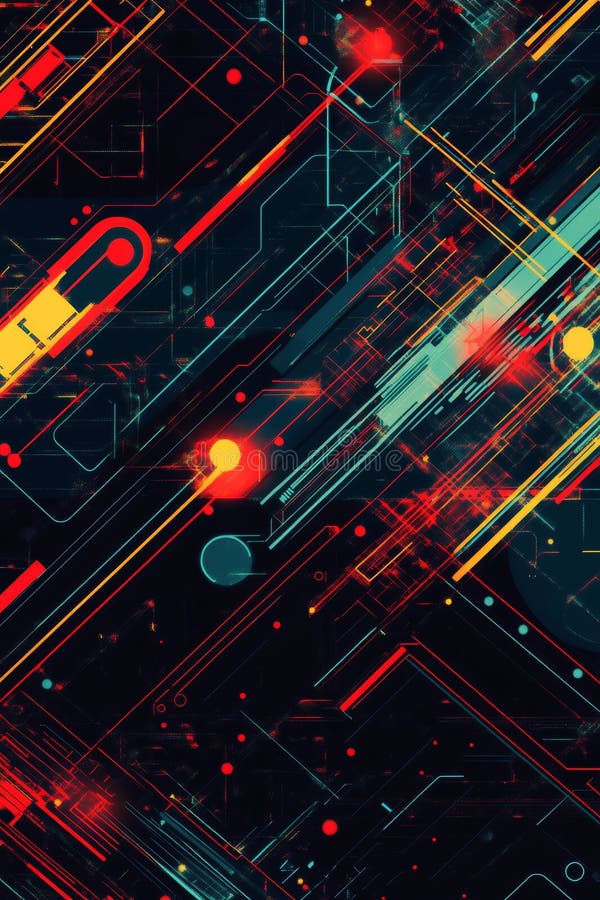 Geometric Digital Artwork with Abstract Designs, Incorporating Bold ...