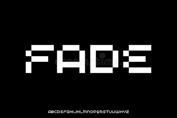 Geometric Digital Pixel Bit Alphabet Display Font Vector Illustration ...