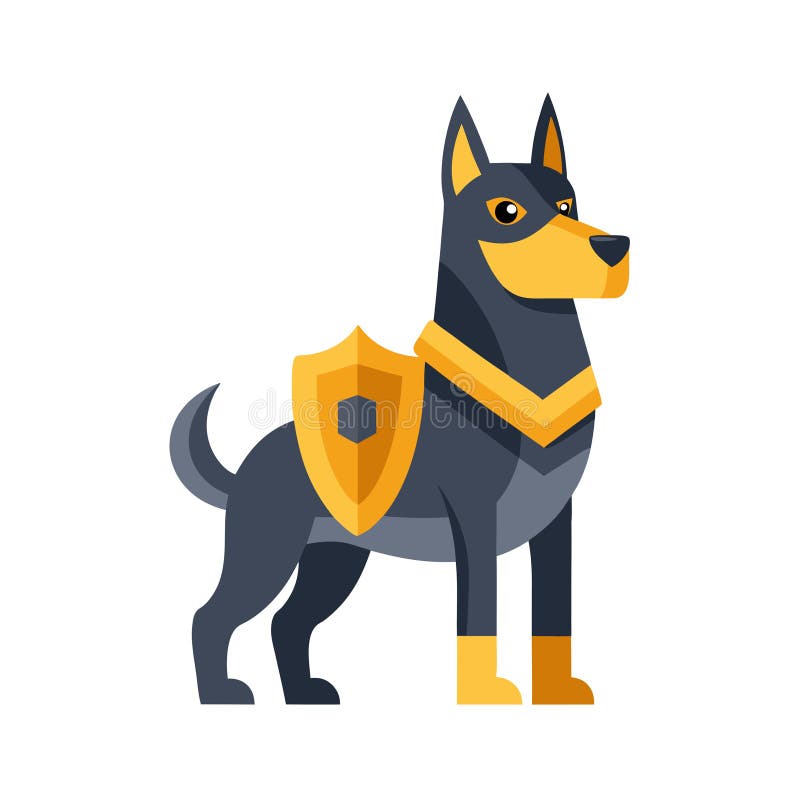 Geometric Doberman Guard Dog with Shield - Vector Illustration Stock ...