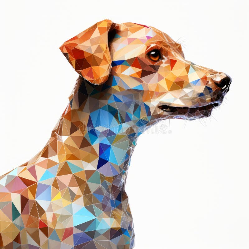 Geometric Dog Portrait Origami-inspired Algorithmic Art on White ...