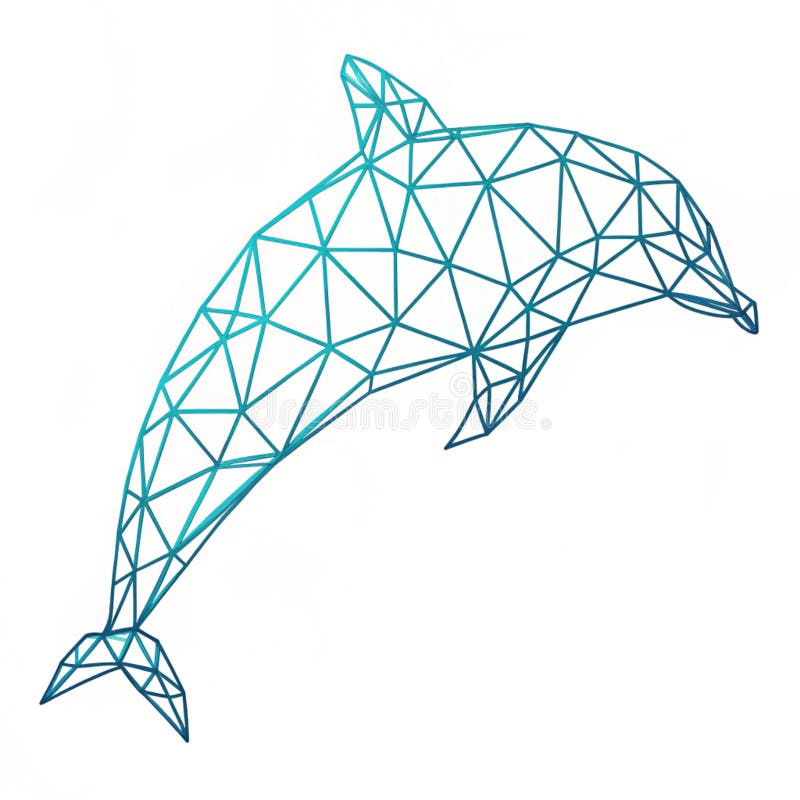 Geometric Dolphin with Simple Lines Stock Illustration - Illustration ...