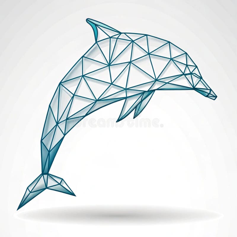 Geometric Dolphin with Simple Lines Stock Illustration - Illustration ...