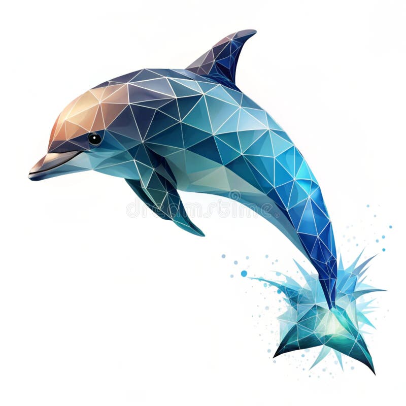 Geometric Dolphin in Motion Stock Illustration - Illustration of ...